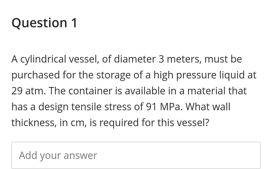 Solved Question 1A cylindrical vessel, of diameter 3 | Chegg.com
