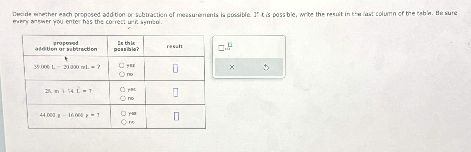 Solved Decide whether each proposed addition or subtraction | Chegg.com