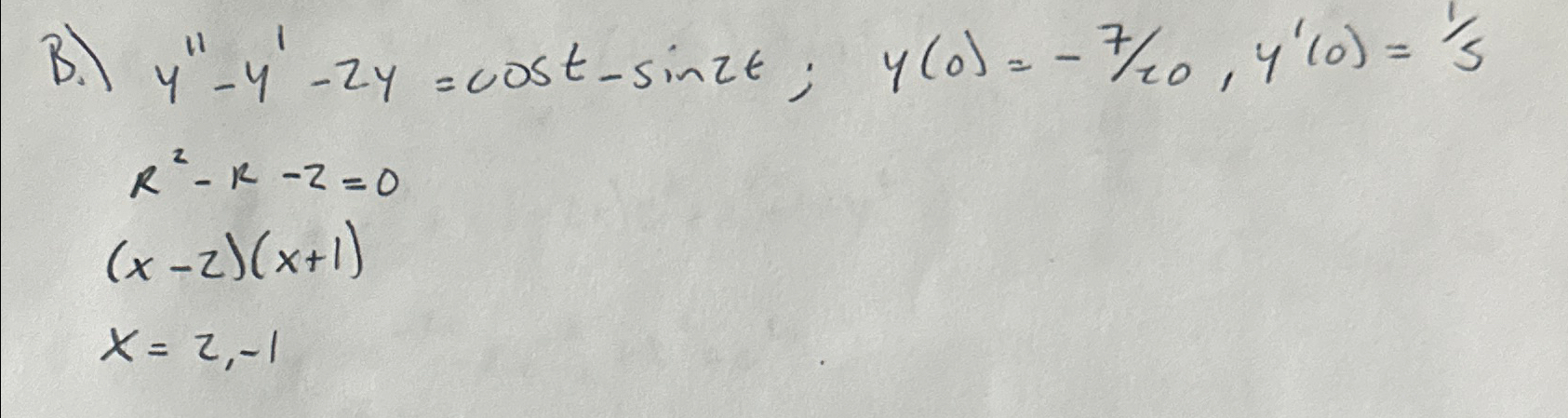 Solved B.Solve the 2nd order Initial Value Problem | Chegg.com