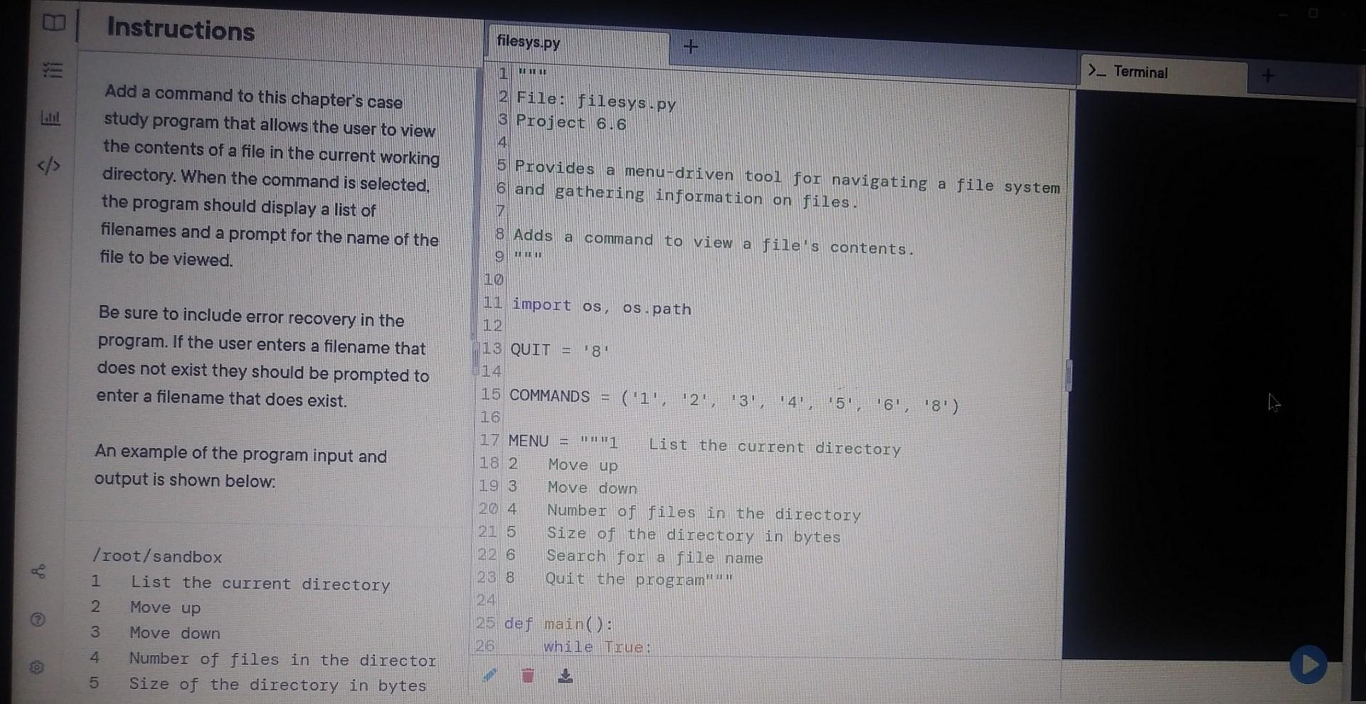 Solved def moveup(): ""u"Moves up to the parent directory." | Chegg.com