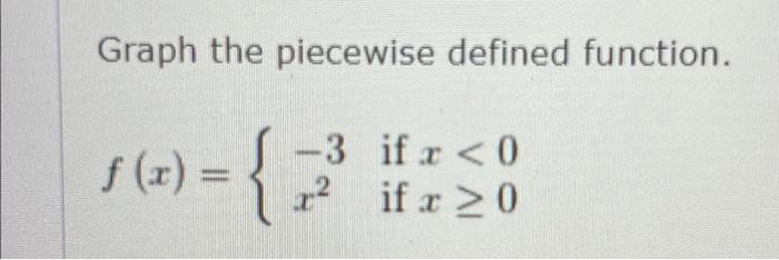 Solved Graph the piecewise defined function. ƒ (x) = { -3 if | Chegg.com