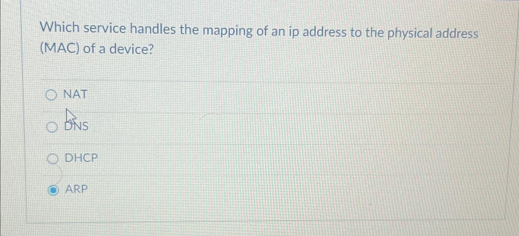 Solved Which service handles the mapping of an ip address to | Chegg.com