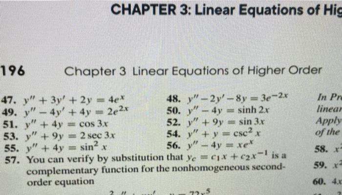 Solved CHAPTER 3: Linear Equations of Hig 196 Chapter 3 | Chegg.com