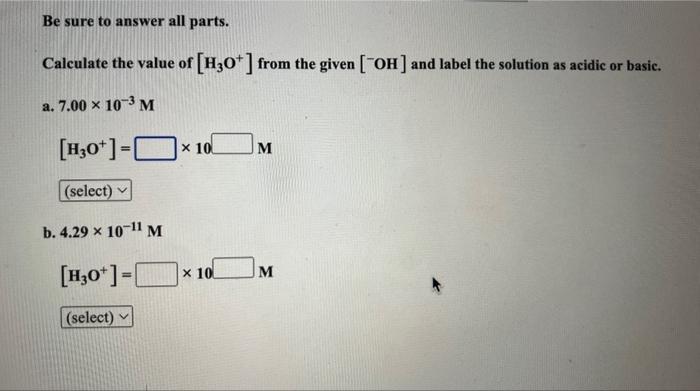 Solved Be sure to answer all parts. Calculate the value of | Chegg.com