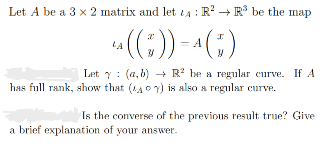 Solved Let A ﻿be a 3×2 ﻿matrix and let ιA:R2→R3 ﻿be the | Chegg.com