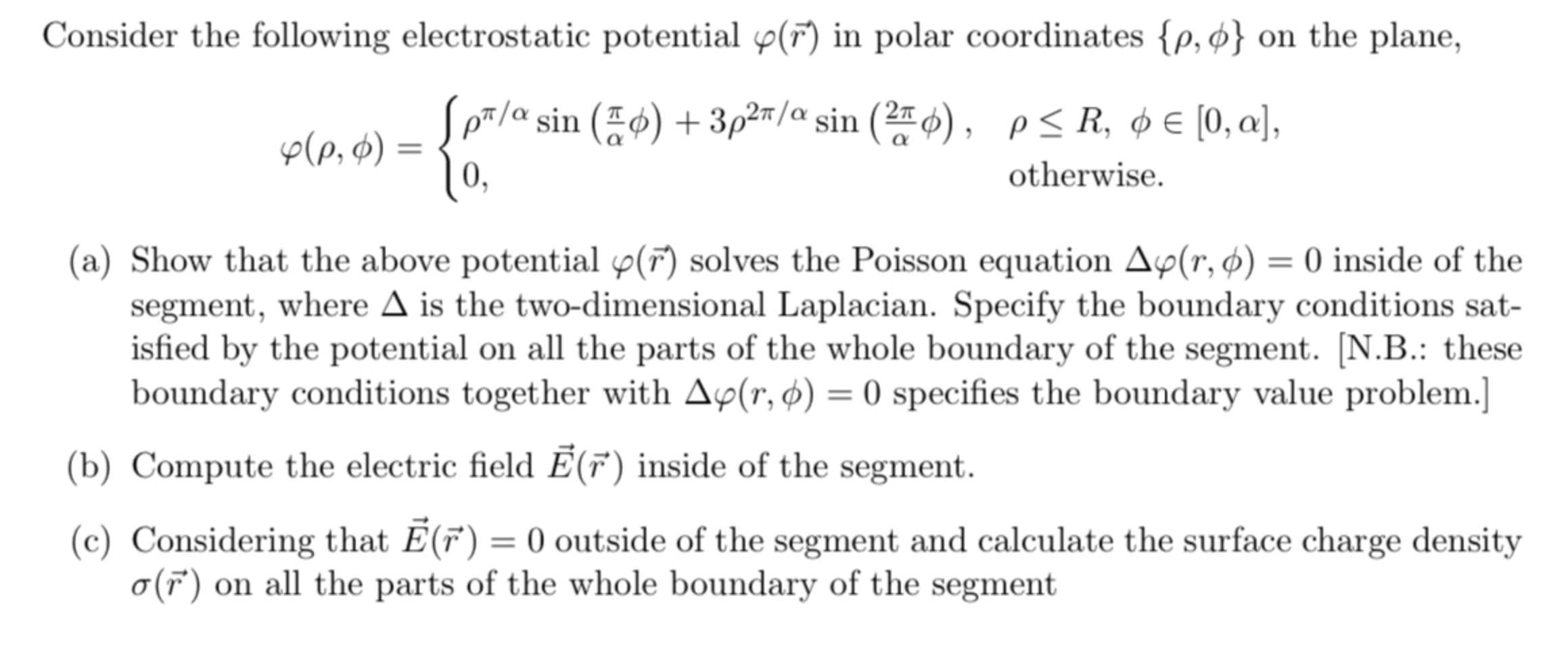 Solved Consider the following electrostatic potential | Chegg.com