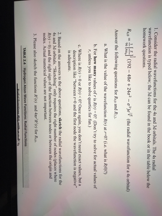 Solved 1 Consider The Radial Wavefunctions For The 4s And