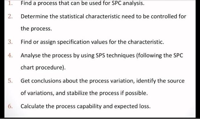 1. Find a process that can be used for SPC analysis. | Chegg.com