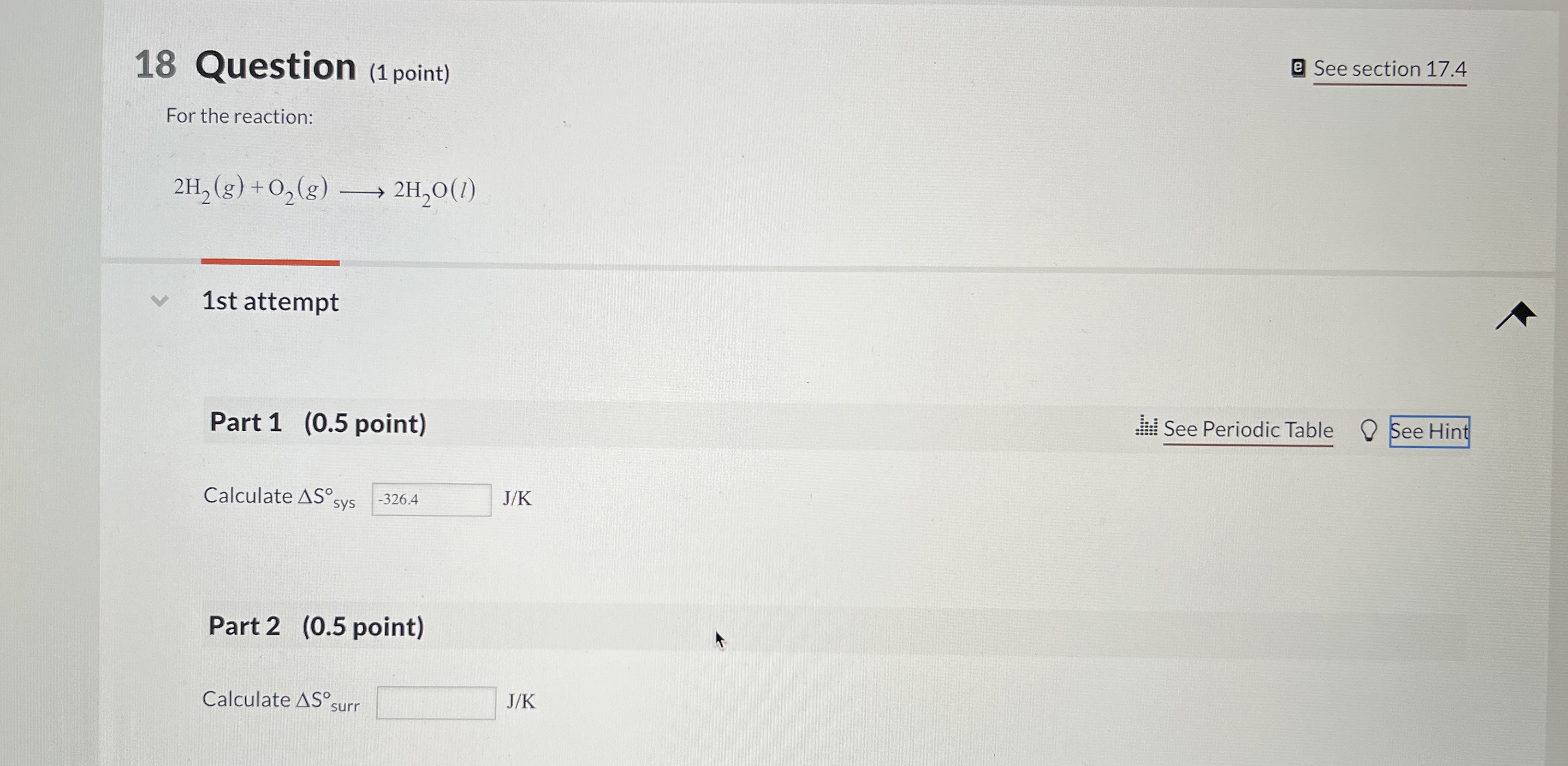 Solved 18 ﻿Question (1 ﻿point)E See section 17.4For the | Chegg.com