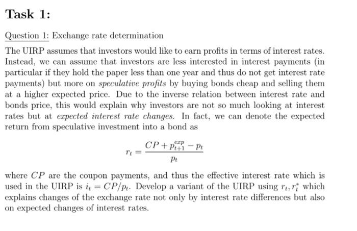 Solved Question 1: Exchange rate determination The UIRP | Chegg.com