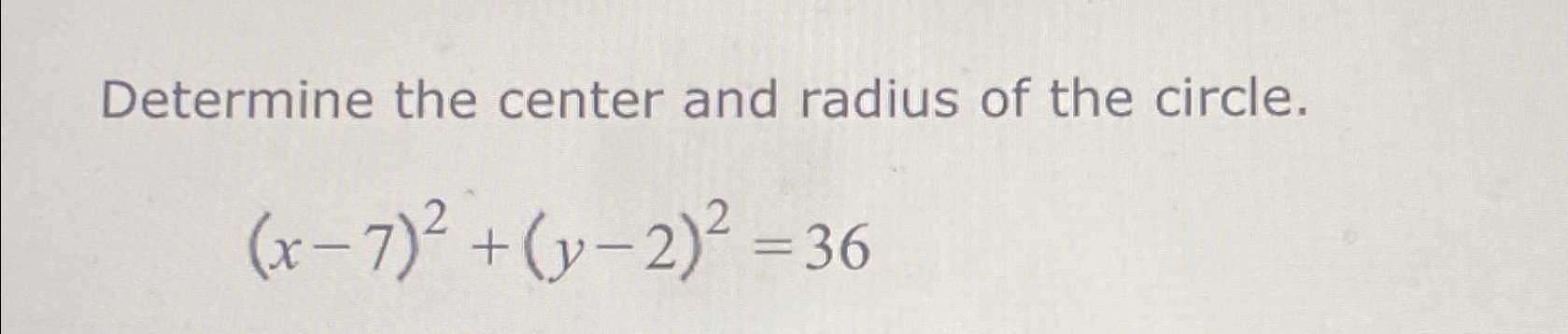 Solved Determine the center and radius of the | Chegg.com