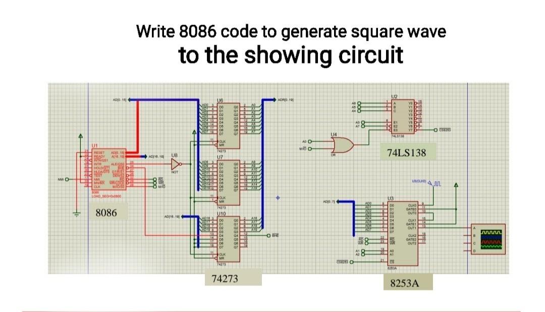 Solved Write 8086 code to generate square wave to the | Chegg.com