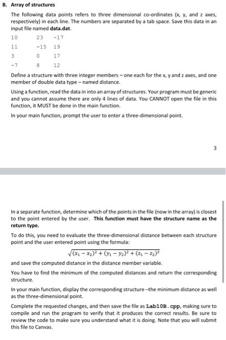 Solved Array of structures The following data points refers | Chegg.com