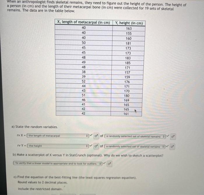 Solved When an anthropologist finds skeletal remains, they | Chegg.com