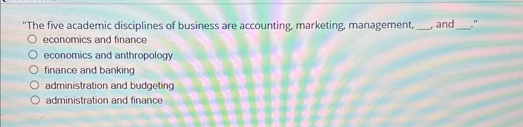 Solved "The five academic disciplines of business are | Chegg.com