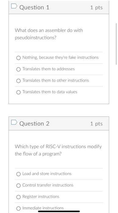 Solved Question 1 1 Pts What Does An Assembler Do With