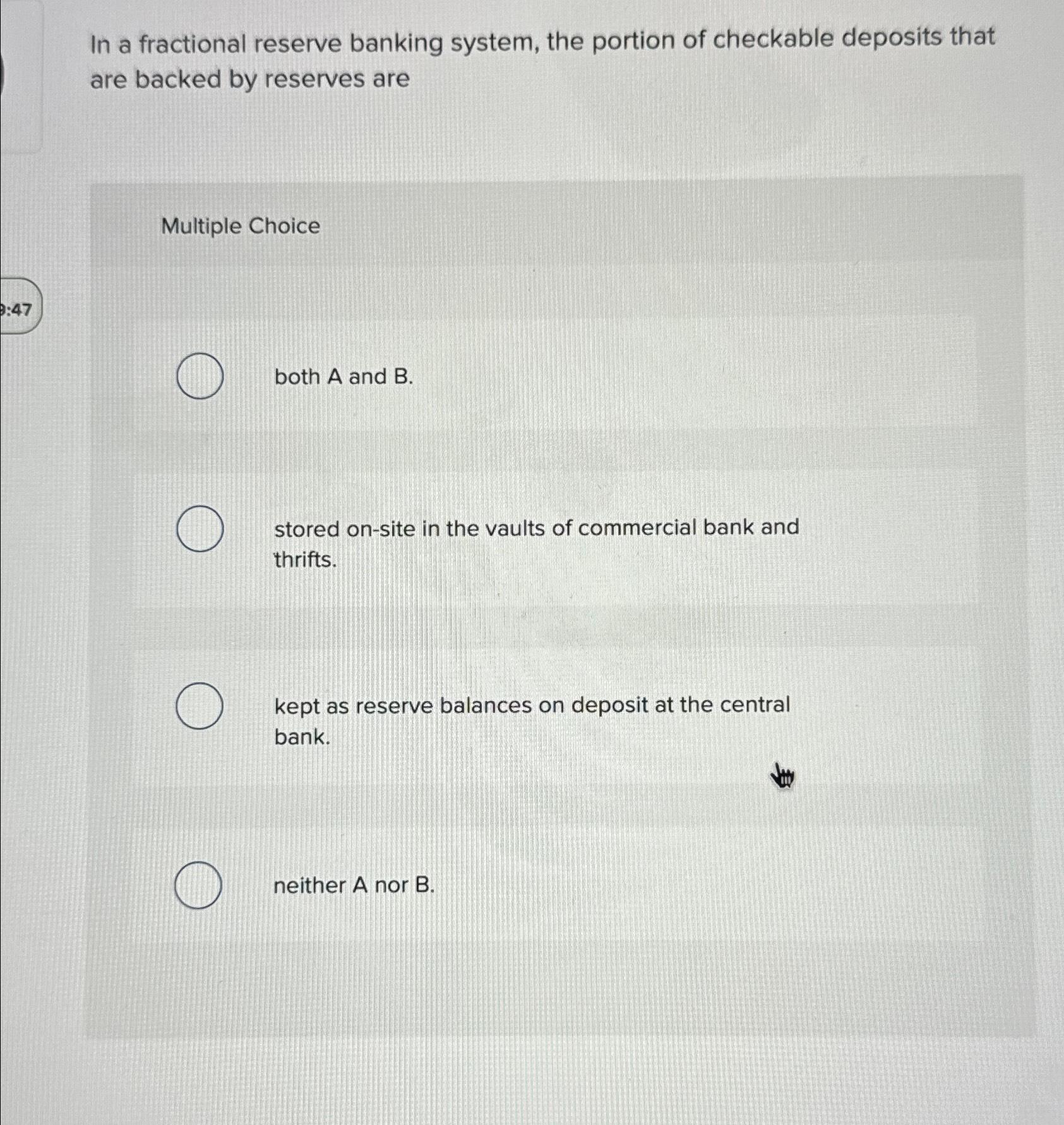 Solved In a fractional reserve banking system, the portion | Chegg.com