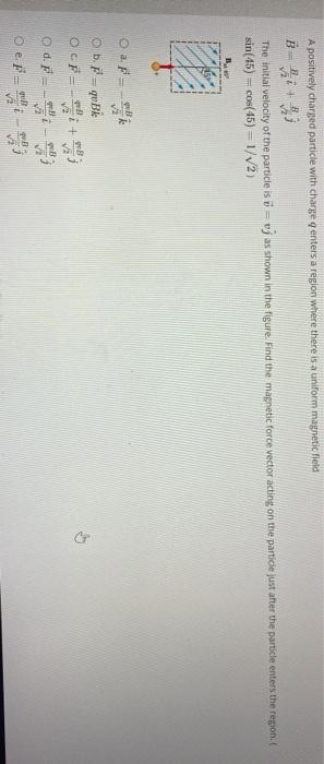 Solved A positively charged particle with charge q enters a | Chegg.com