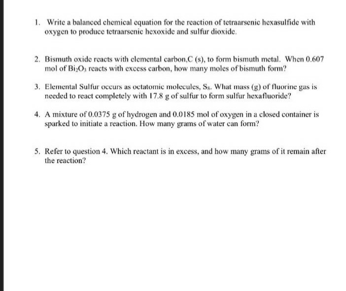 Solved 1. Write a balanced chemical equation for the | Chegg.com