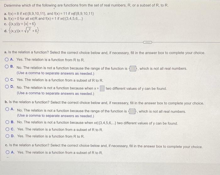 Solved Determine which of the following are functions from | Chegg.com