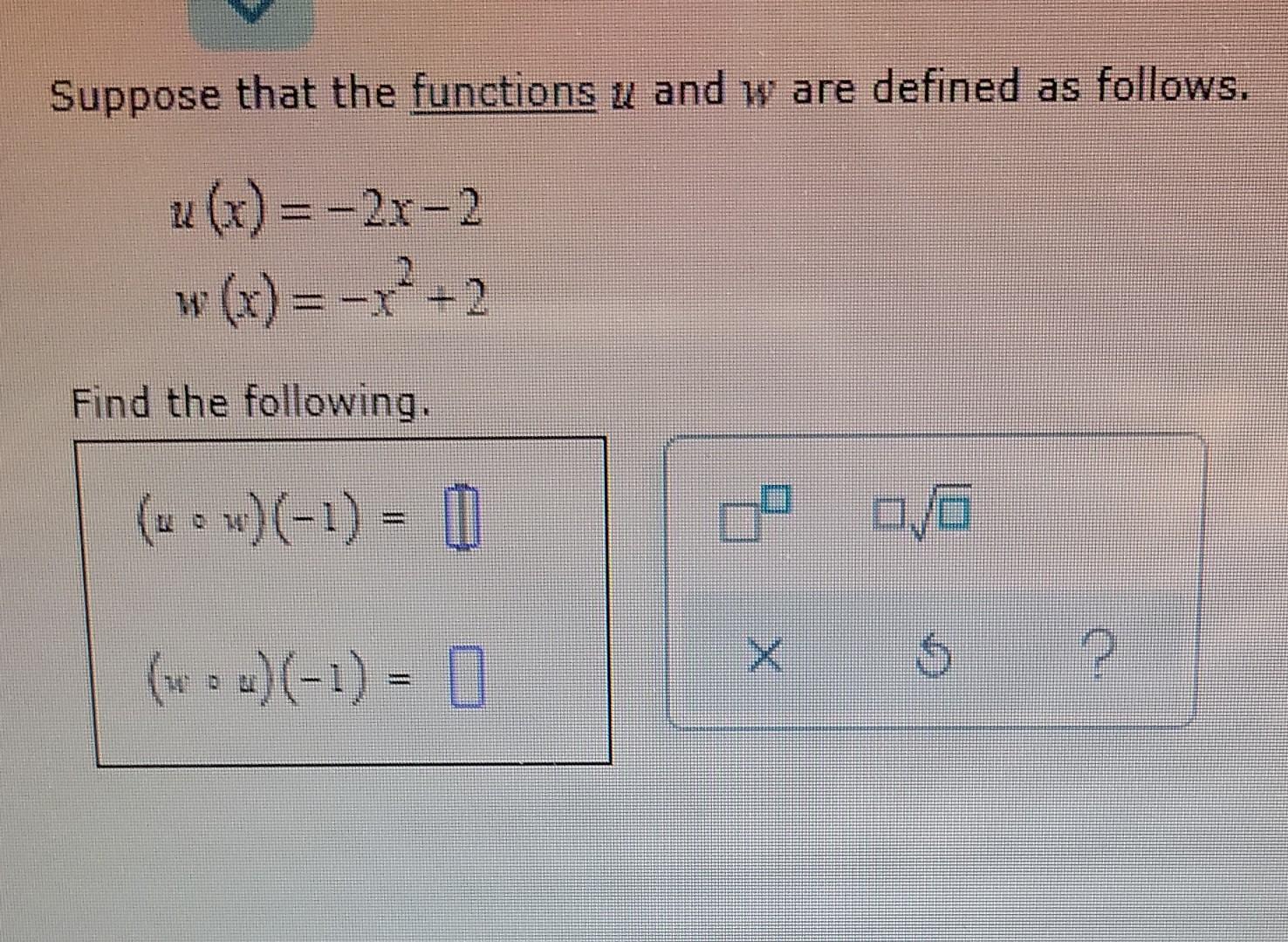 Solved Suppose that the functions u and w are defined as | Chegg.com