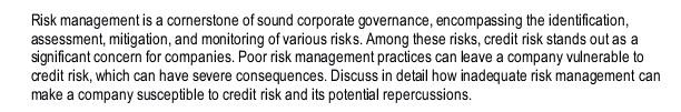 Solved Risk management is a cornerstone of sound corporate | Chegg.com
