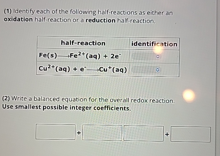 Solved 1 ﻿identify Each Of The Following Half Reactions As