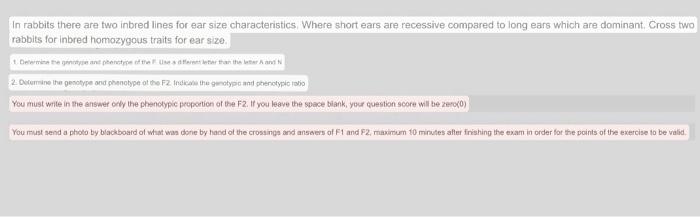 Solved In rabbits there are two inbred lines for ear size | Chegg.com