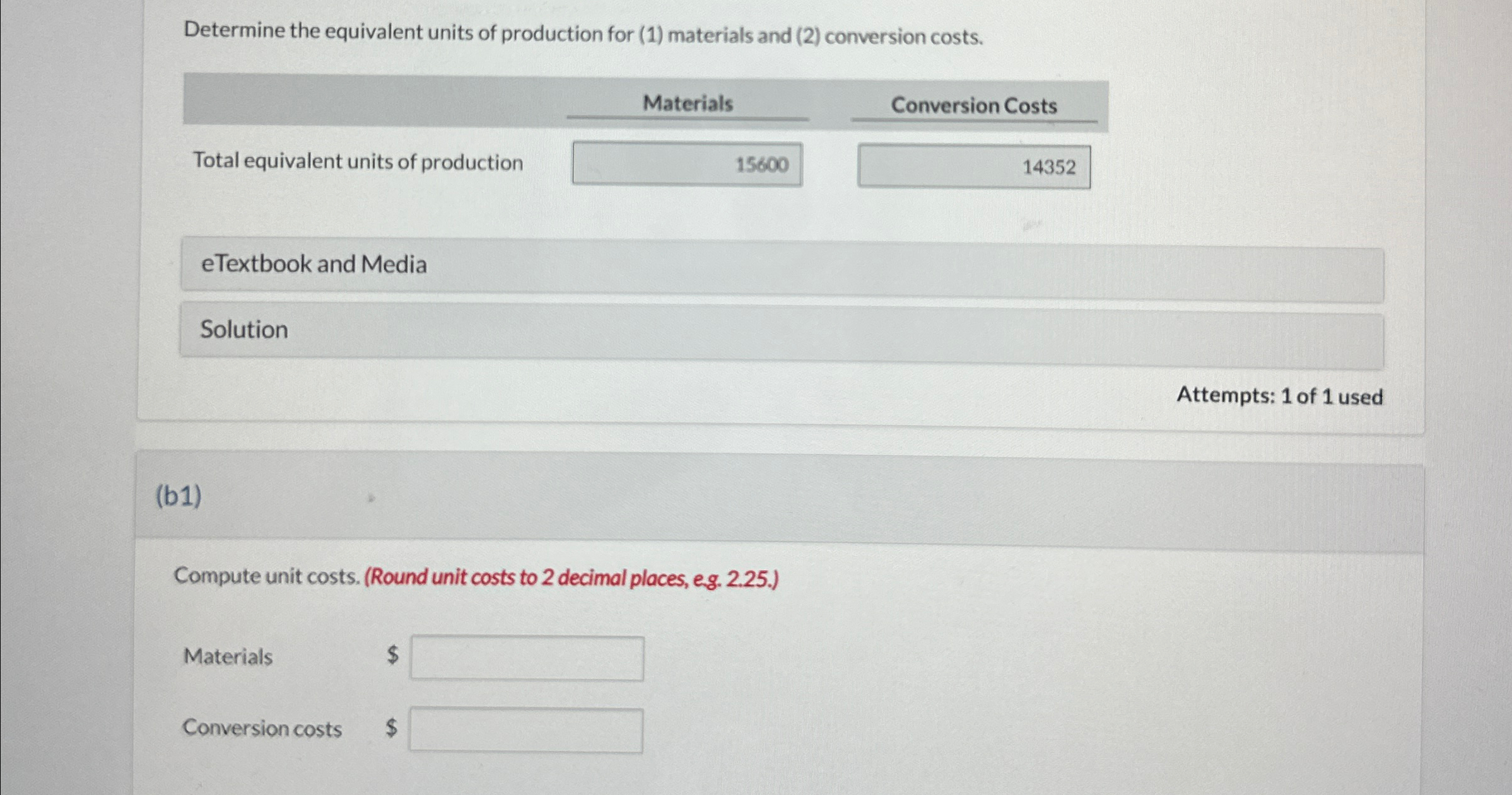 Determine the equivalent units of production for (1) | Chegg.com