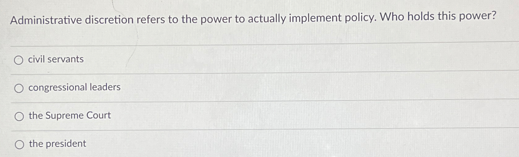 Solved Administrative discretion refers to the power to | Chegg.com