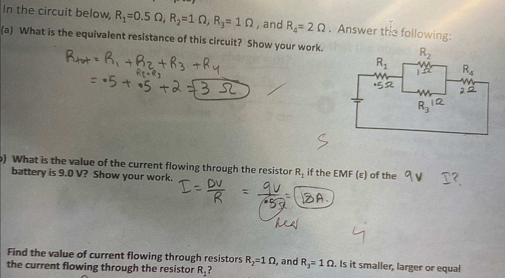 Solved In the circuit below, R1=0.5Ω,R2=1Ω,R3=1Ω, ﻿and | Chegg.com