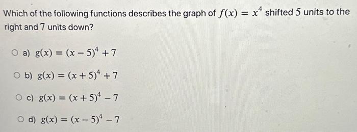Solved Which of the following functions describes the graph | Chegg.com
