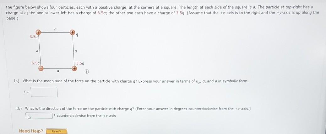 Solved The figure below shows four particles, each with a | Chegg.com