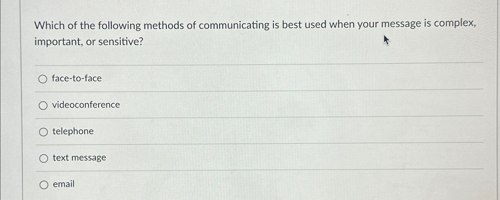Solved Which of the following methods of communicating is | Chegg.com