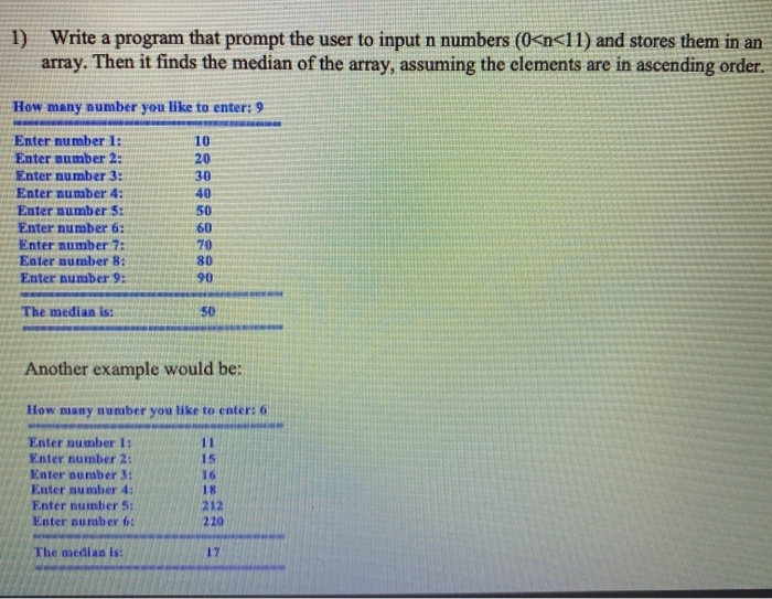 Solved 1) Write a program that prompt the user to input n | Chegg.com