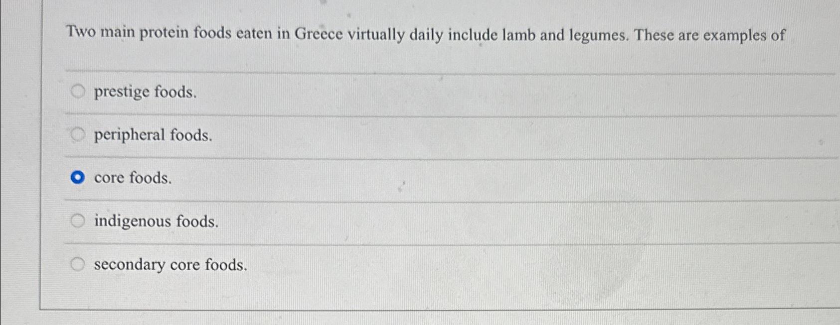 Solved Two main protein foods eaten in Greece virtually | Chegg.com