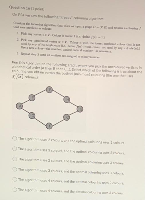 Solved Question 16 (1 point) On PS4 we saw the following | Chegg.com
