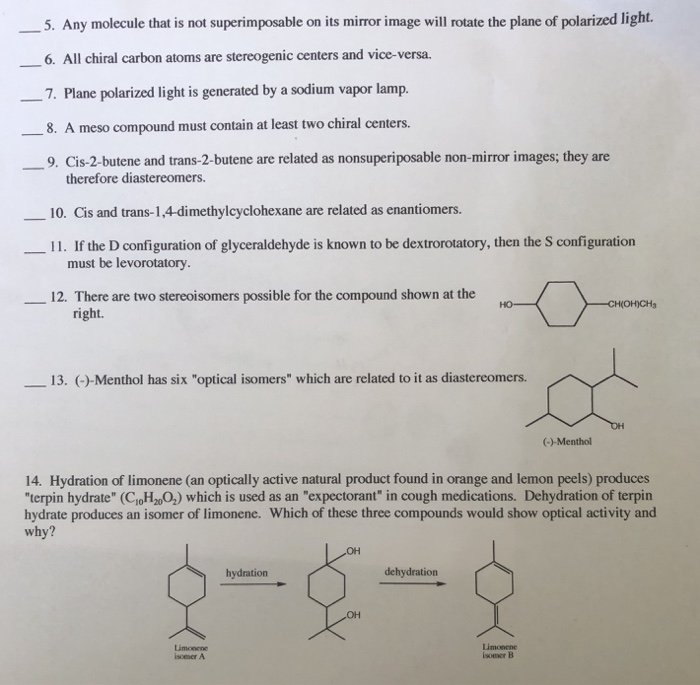 Solved 5. Any molecule that is not superimposable on its | Chegg.com
