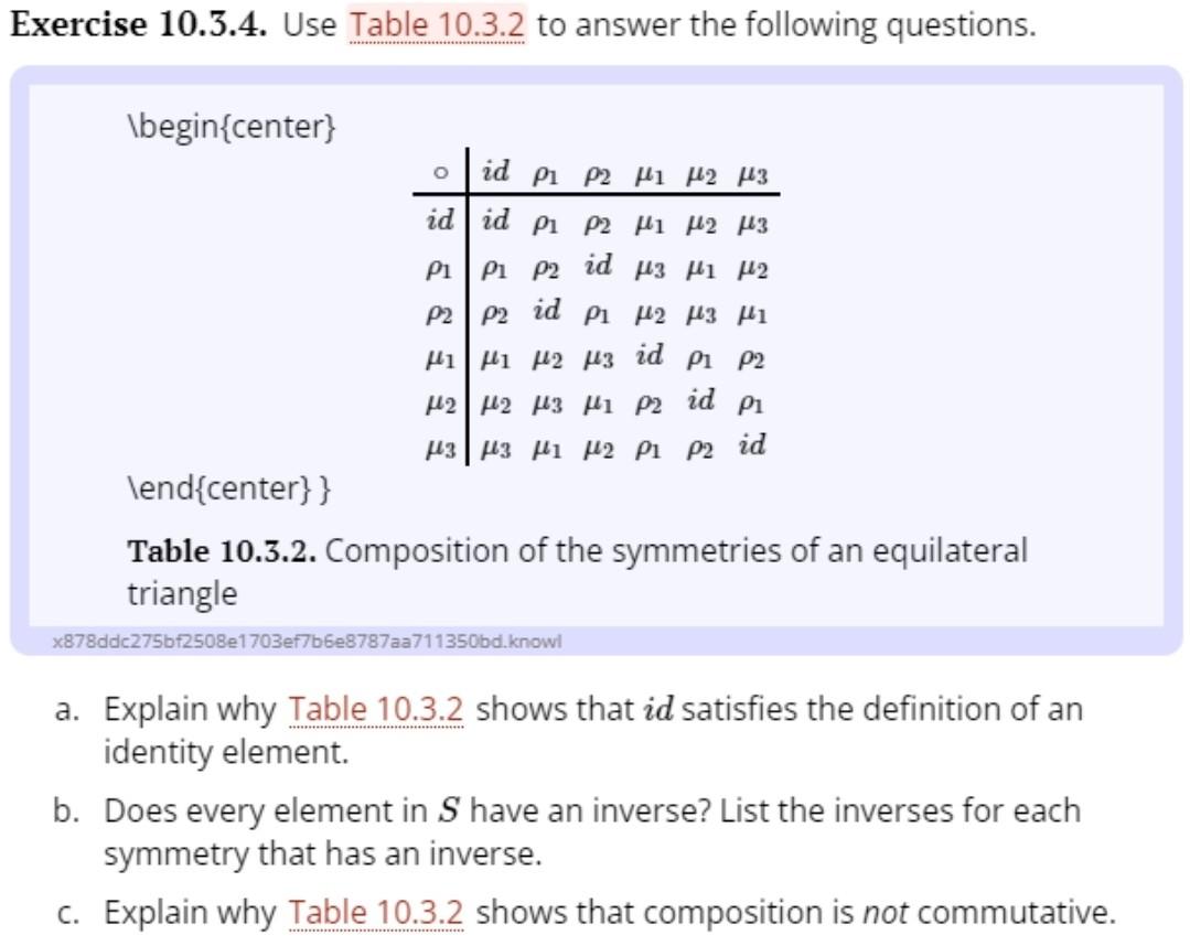 Solved Exercise 10.3.4. Use Table 10.3.2 to answer the | Chegg.com