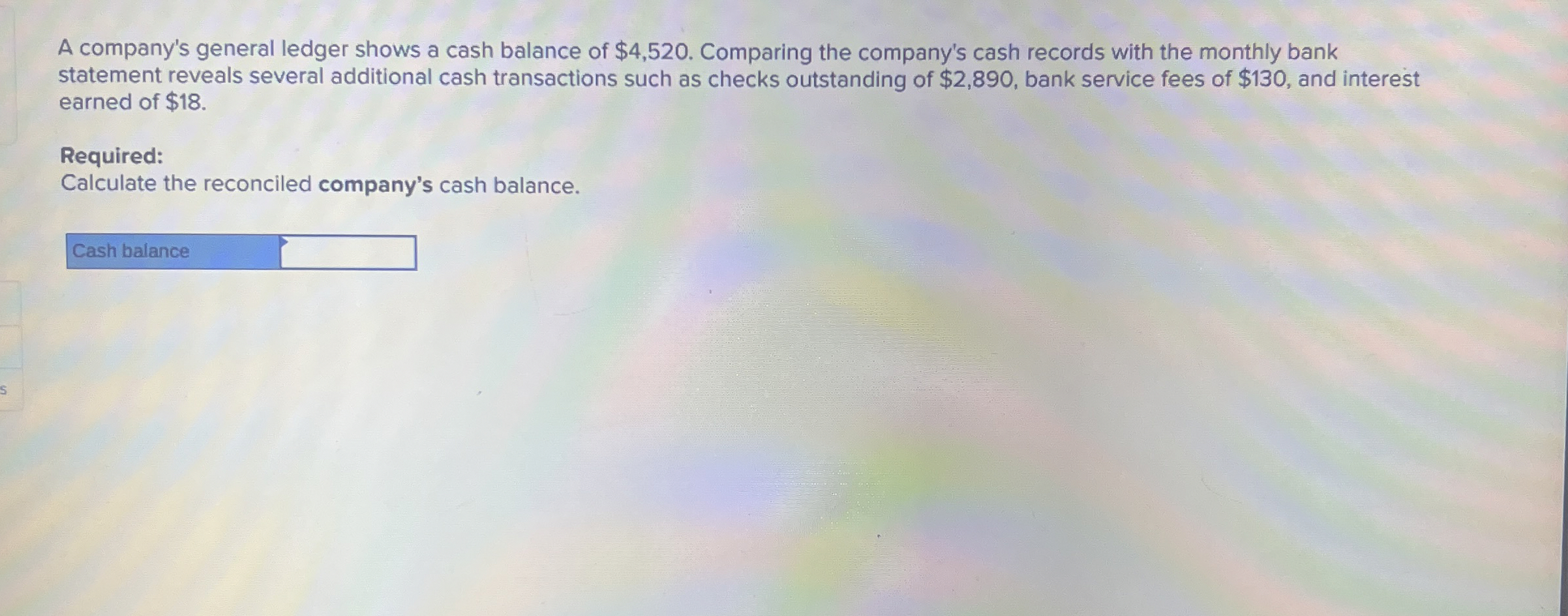 Solved A company's general ledger shows a cash balance of | Chegg.com