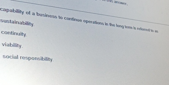 Solved capability of a business to continue operations in | Chegg.com