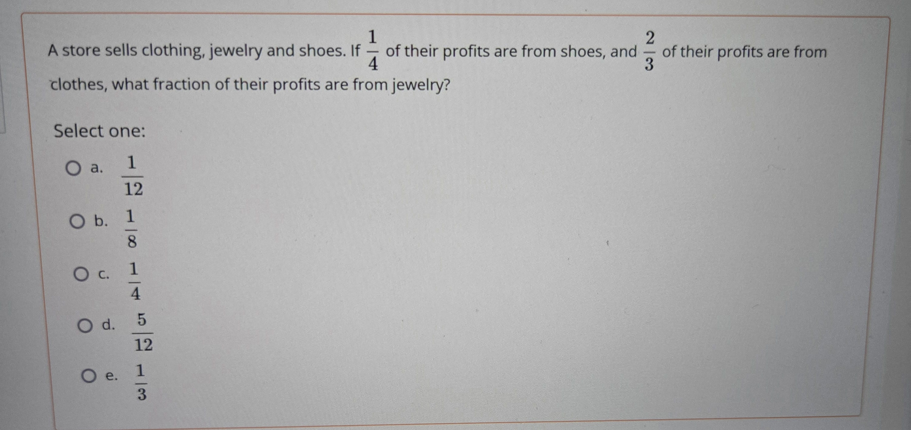 Solved A store sells clothing, jewelry and shoes. If 14 of | Chegg.com