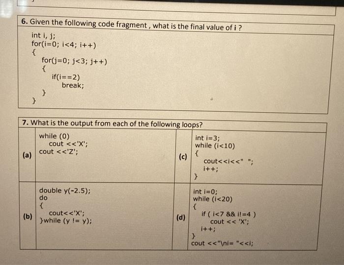 Solved 6. Given the following code fragment, what is the | Chegg.com
