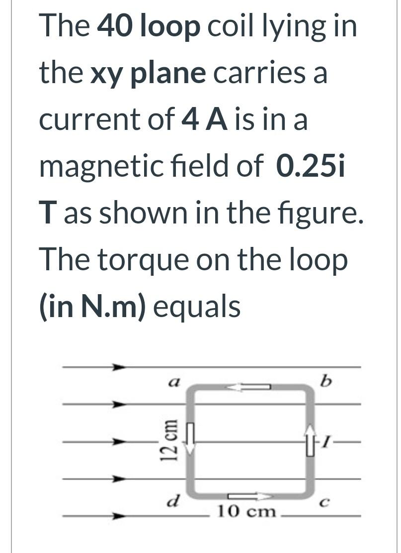 Solved The 40 loop coil lying in the xy plane carries a | Chegg.com