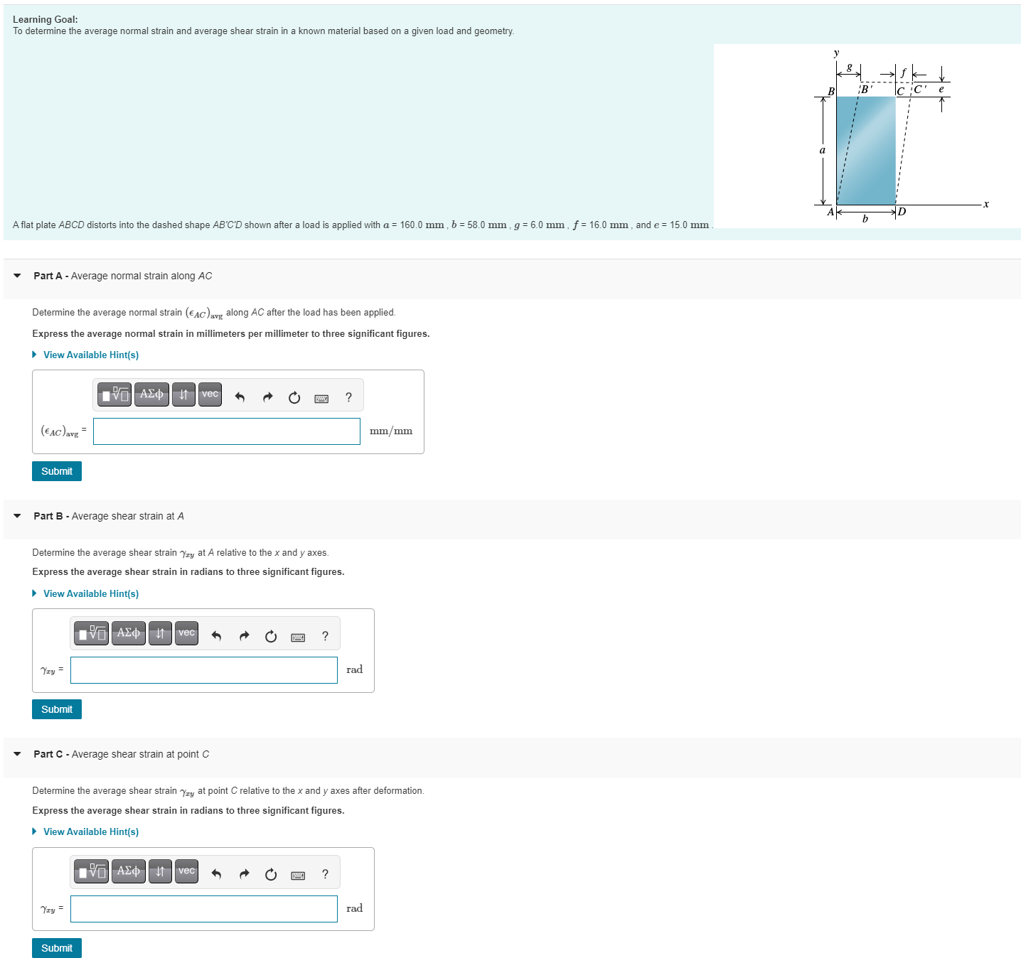 Solved Learning Goal:To determine the average normal strain | Chegg.com