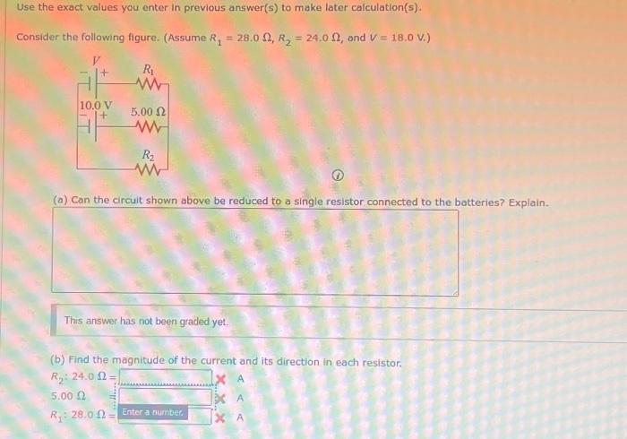 Solved Use the exact values you enter in previous answer(s) | Chegg.com