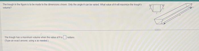Solved The trough in the figure is to be made to dimensions. | Chegg.com