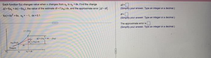 Solved Each function f(x) changes value when x changes from | Chegg.com