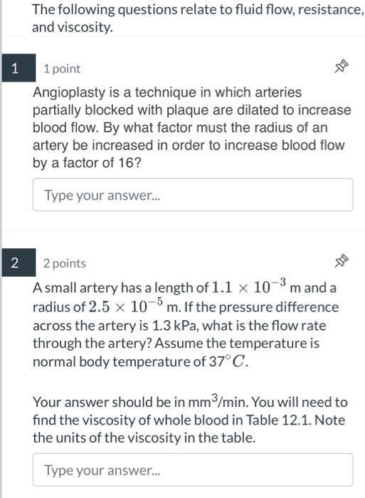 Solved The following questions relate to fluid flow, | Chegg.com