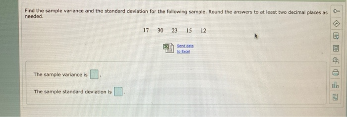 Solved Find the sample variance and the standard deviation | Chegg.com